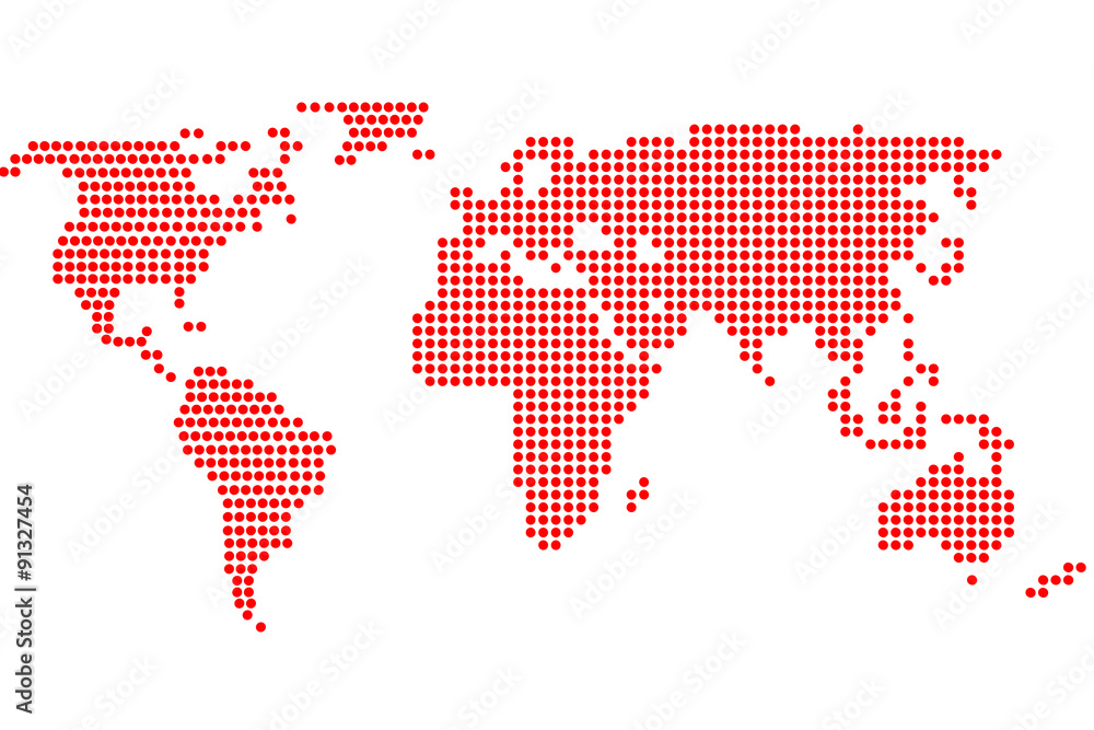 Simple digital world map of dots Stock Illustration | Adobe Stock