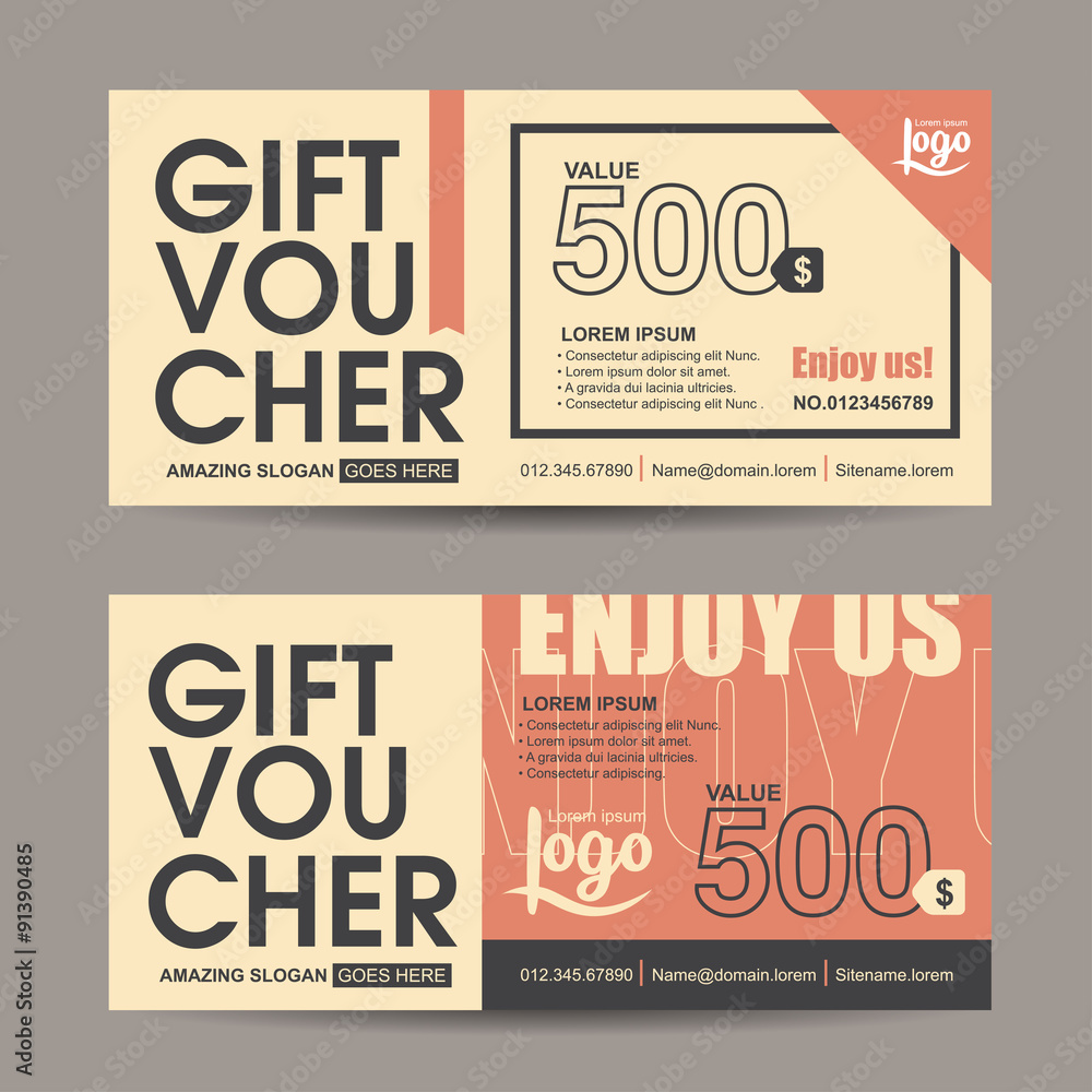 Gift voucher template with vintage pattern,retro gift voucher certificate coupon design template ...