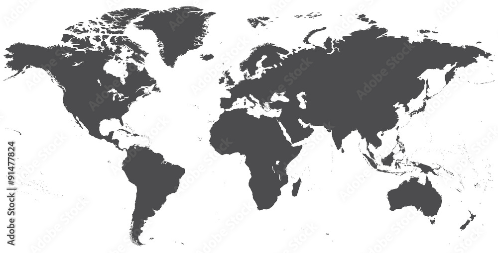 world map silhouette vector detailed illustration Stock Vector | Adobe ...