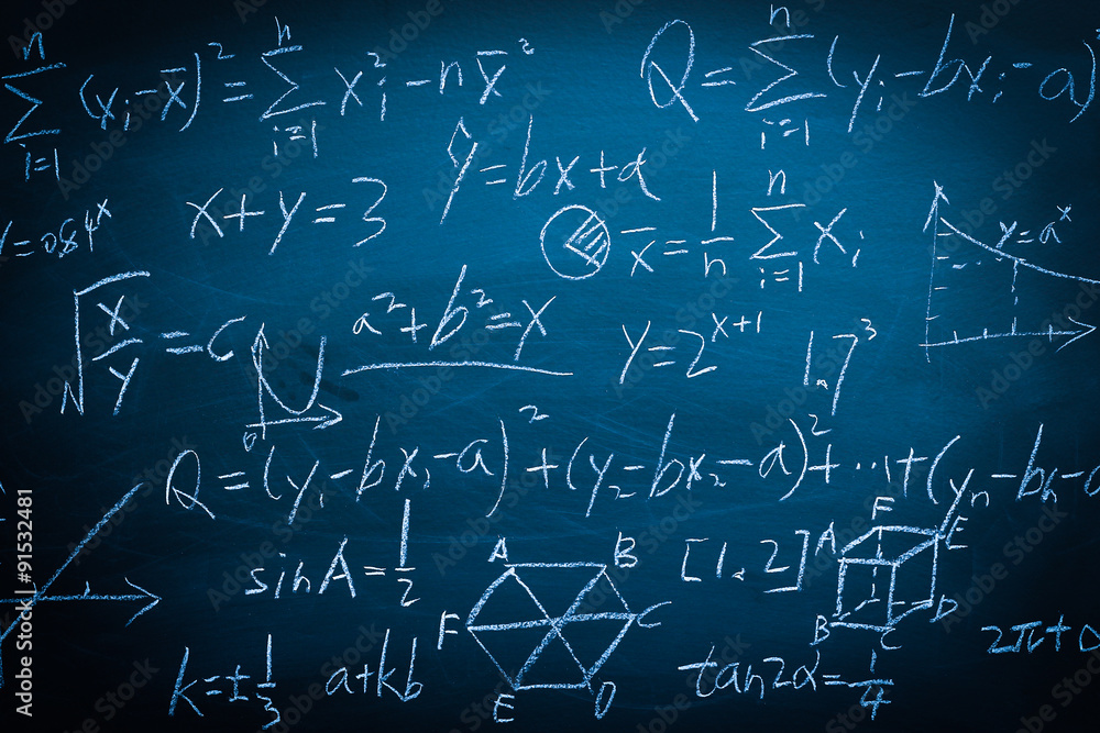 Maths formulas on chalkboard background Stock Photo | Adobe Stock