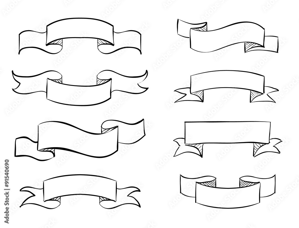 Hand-drawn banner scribble vector vintage scroll Stock Vector | Adobe Stock