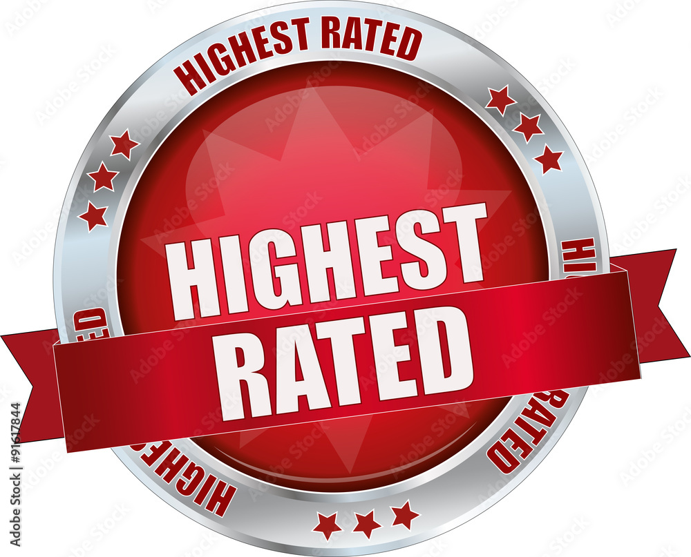 modern red highest rated vector sign Stock Vector | Adobe Stock