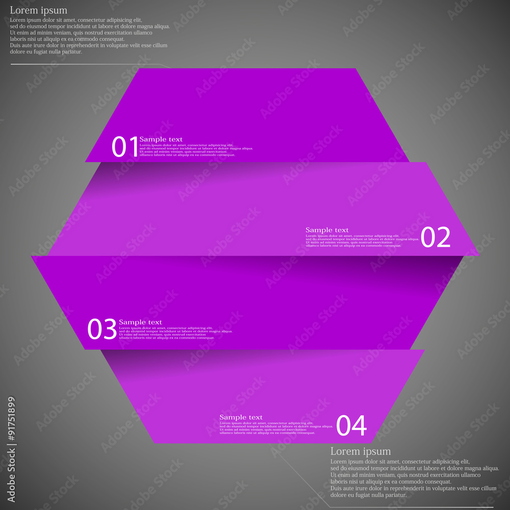 Infographic templete with motif of hexagon divided to four parts Stock ...