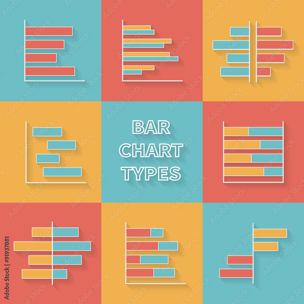Icons in flat style. Graph types - Set of Infographic Elements Stock ...