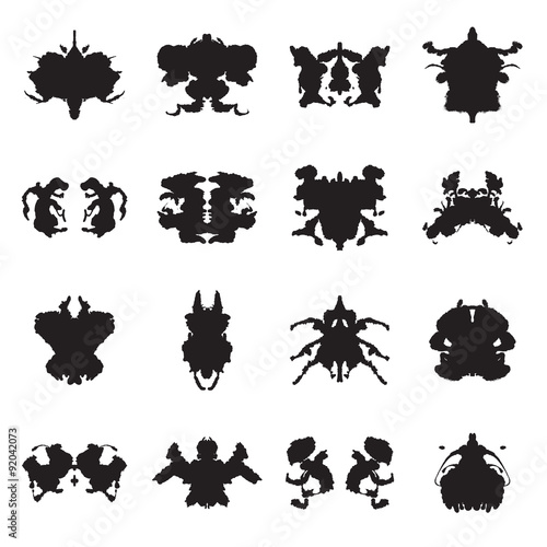 Collection of Rorschach test inkblots. Vector illustration - Buy this ...