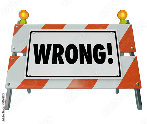 Wrong Word Barrier Road Construction Sign Bad Poor Error Mistake Stock ...