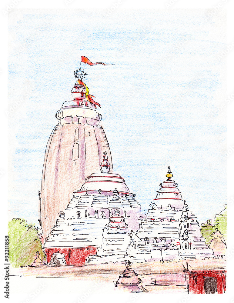 Hindu Temple Drawing Easy Pencil