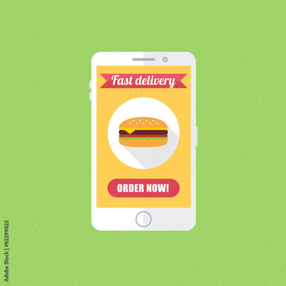 Vector de Stock Delivery phone app. Flat design vector illustration ...