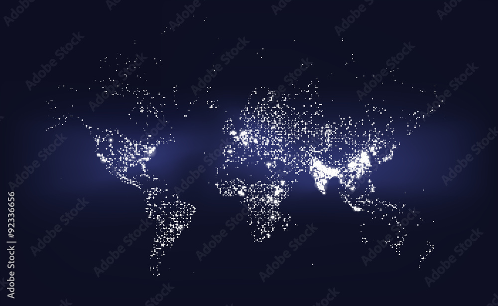 World Population Density Map. Abstract illustration of world population ...