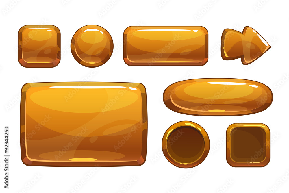 Cartoon bronze game UI assets Stock Vector | Adobe Stock