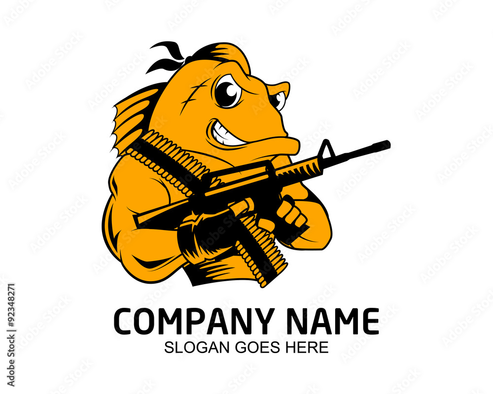 Fish army cartoon character logo vector Stock Vector | Adobe Stock