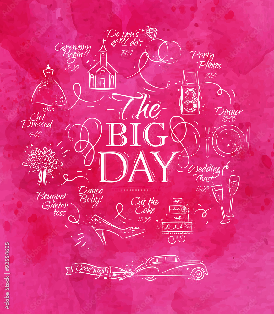 Wedding timeline pink Stock Vector | Adobe Stock