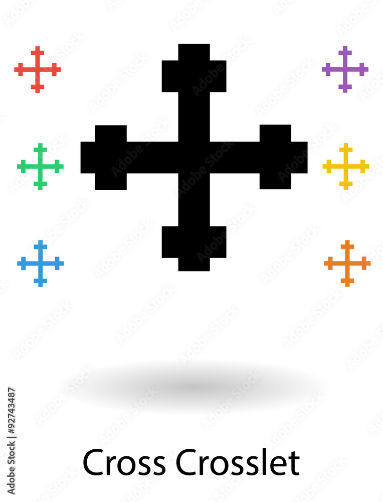 Cross crosslet vector illustration. Heraldic or Mission cross is a ...