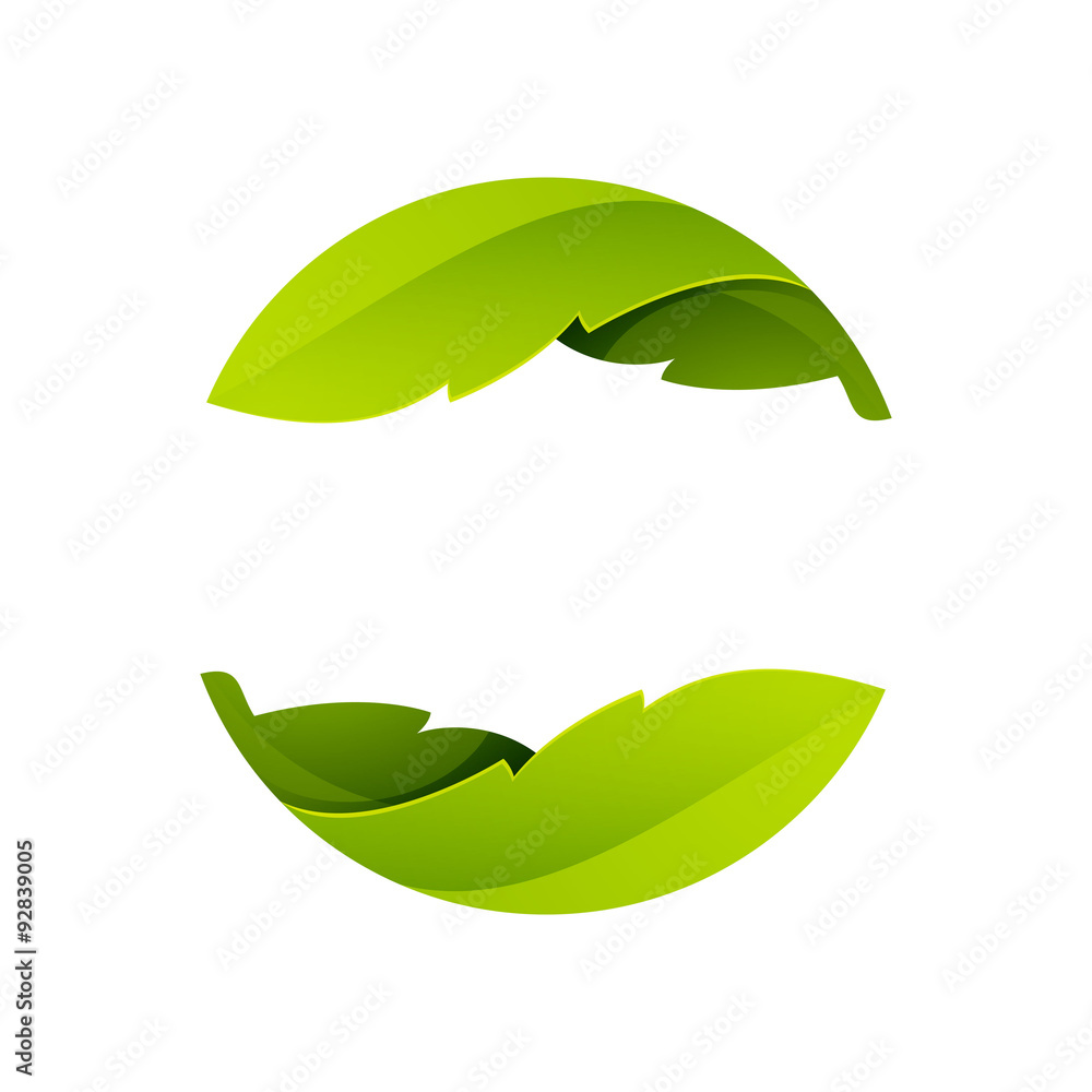 Image vectorielle Stock Abstract sphere green leaf logo | Adobe Stock