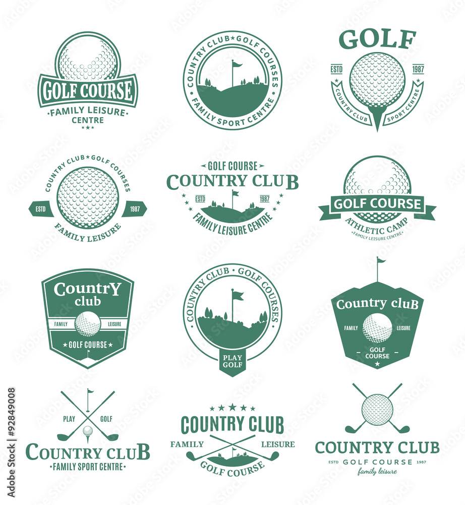Golf country club logo, labels and design elements Stock Vector | Adobe ...