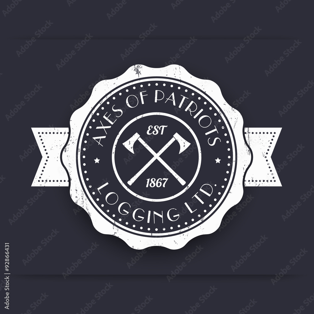 Logging, lumber company vintage logo, logotype, sign template with ...