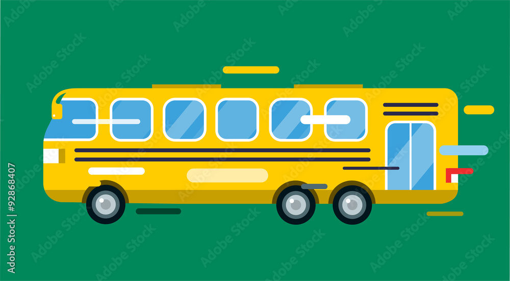 City bus cartoon style vector icon silhouette Stock Vector | Adobe Stock
