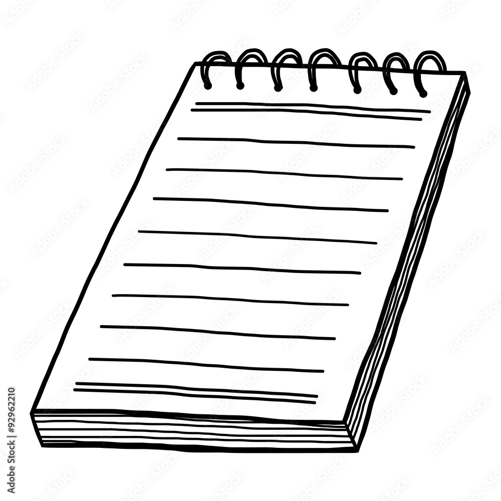 notebook / cartoon vector and illustration, black and white, hand drawn ...