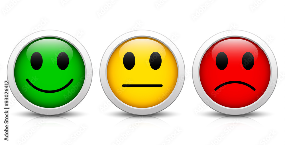 Smileys – Evaluation Buttons With Reflection - Stock - GamesAgeddon