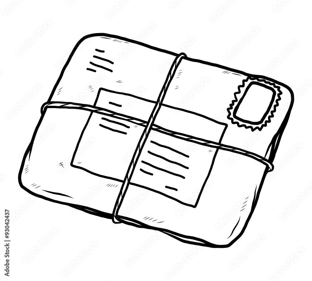 envelope / cartoon vector and illustration, black and white, hand drawn ...