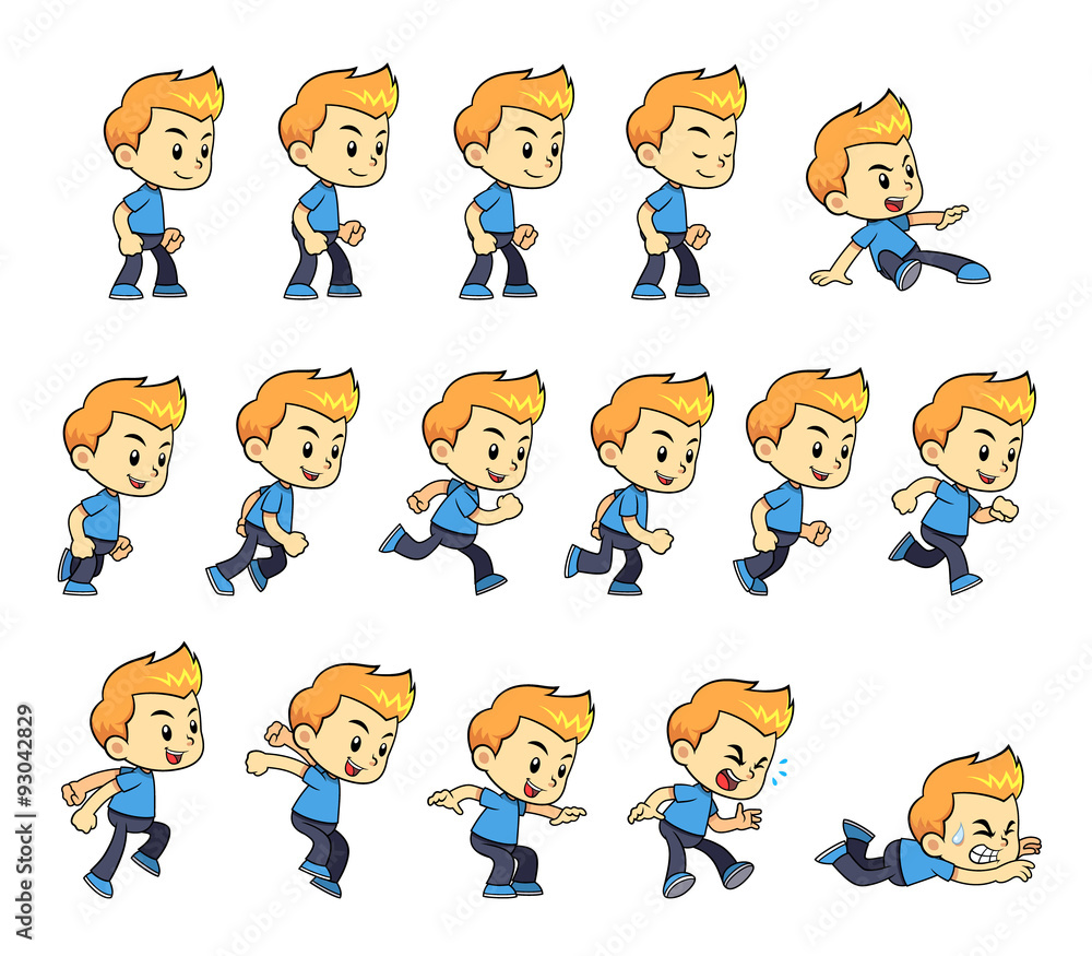 Blue Shirt Boy Game Sprites Blue Shirt Boy game sprites for side ...