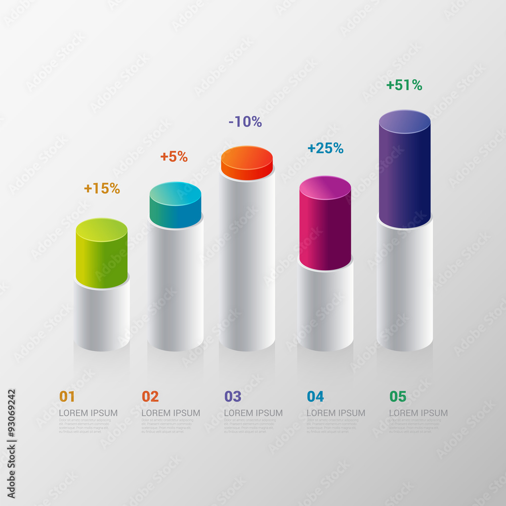 Infographic vector template: indicator bar graph chart graphic Stock ...
