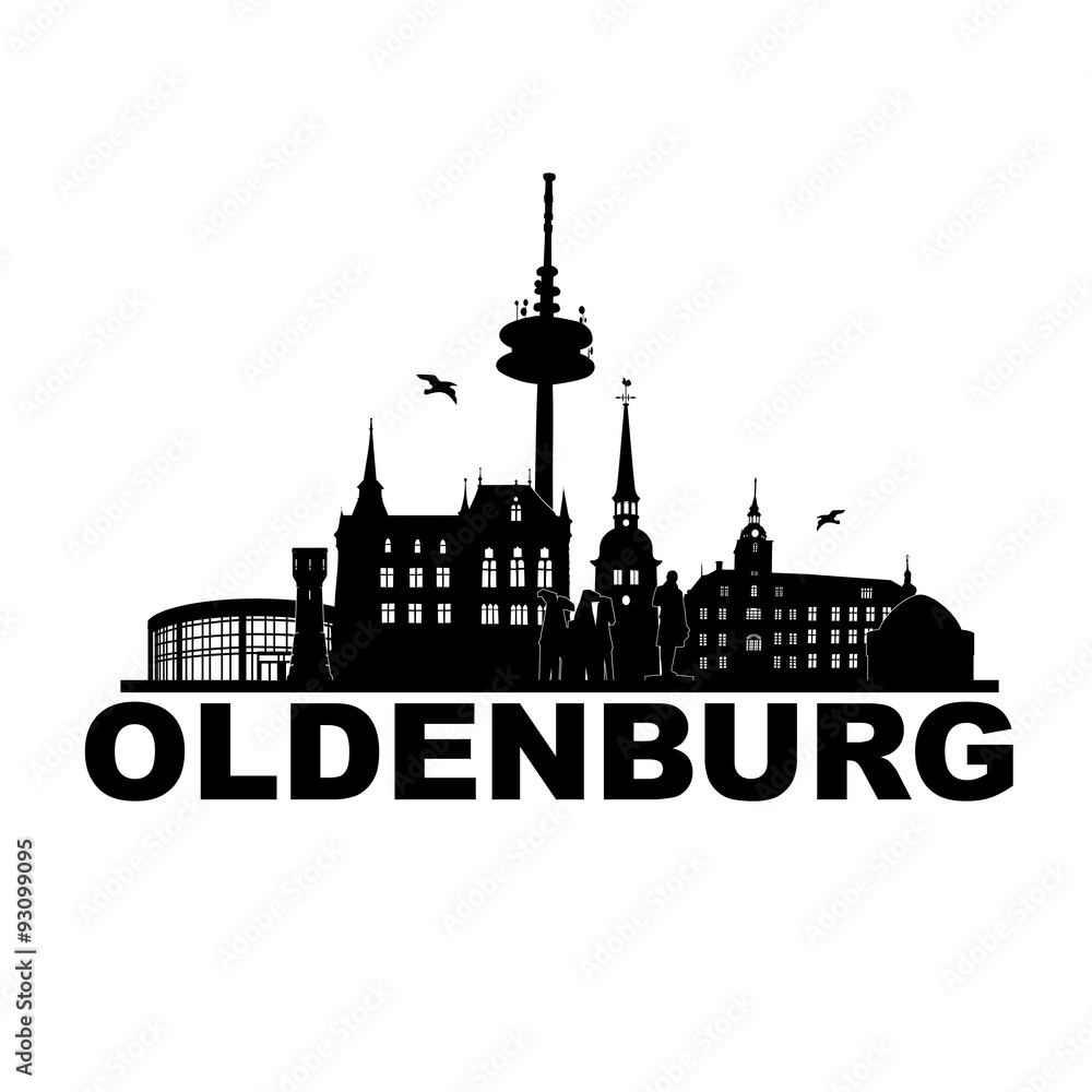 Oldenburg Niedersachsen Skyline Scherenschnitt Logo Sehenswürdigkeiten ...