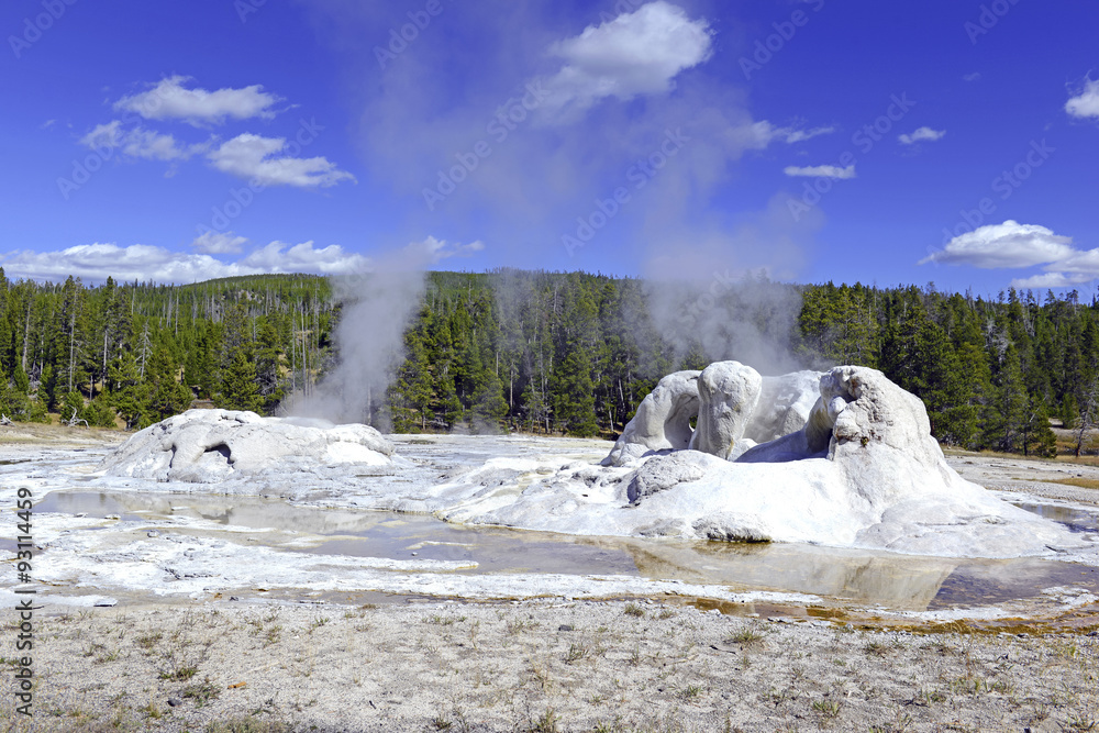 Geothermal activity and colorful Bacteria mats of thermophilic ...