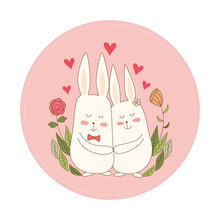 Floral Valentine Rabbits Free Stock Photo - Public Domain Pictures