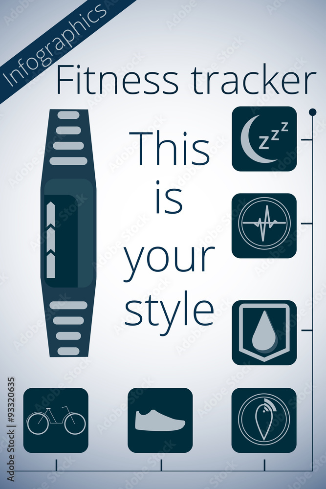 Smartwatch. Fitness tracker. Activity tracker. Vector promotion ...