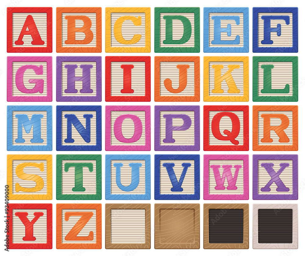 Wooden Alphabet Blocks Stock Illustration | Adobe Stock