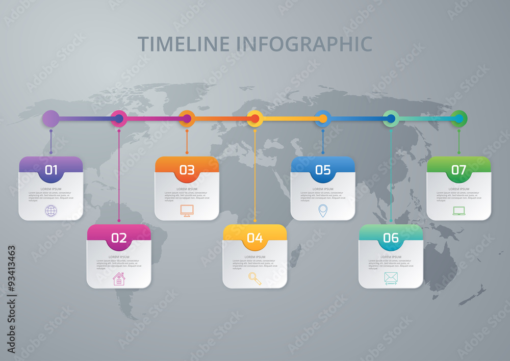 Vector illustration infographic timeline of seven options. Stock Vector ...