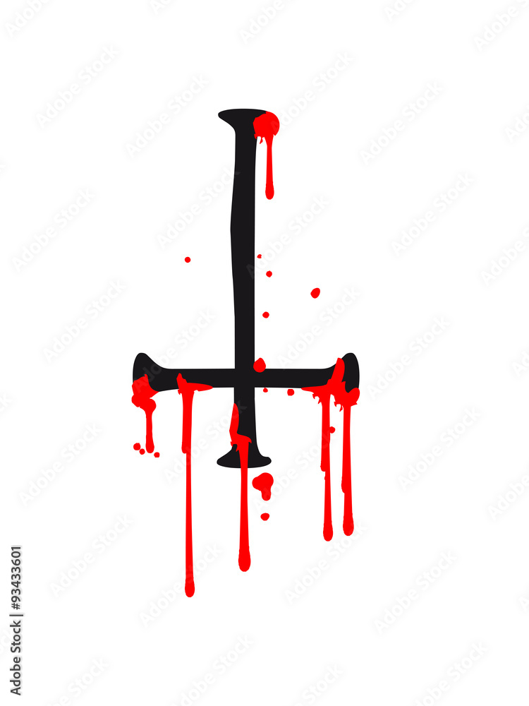 blood drop cross inverted Satanic Satanist Stock Illustration | Adobe Stock