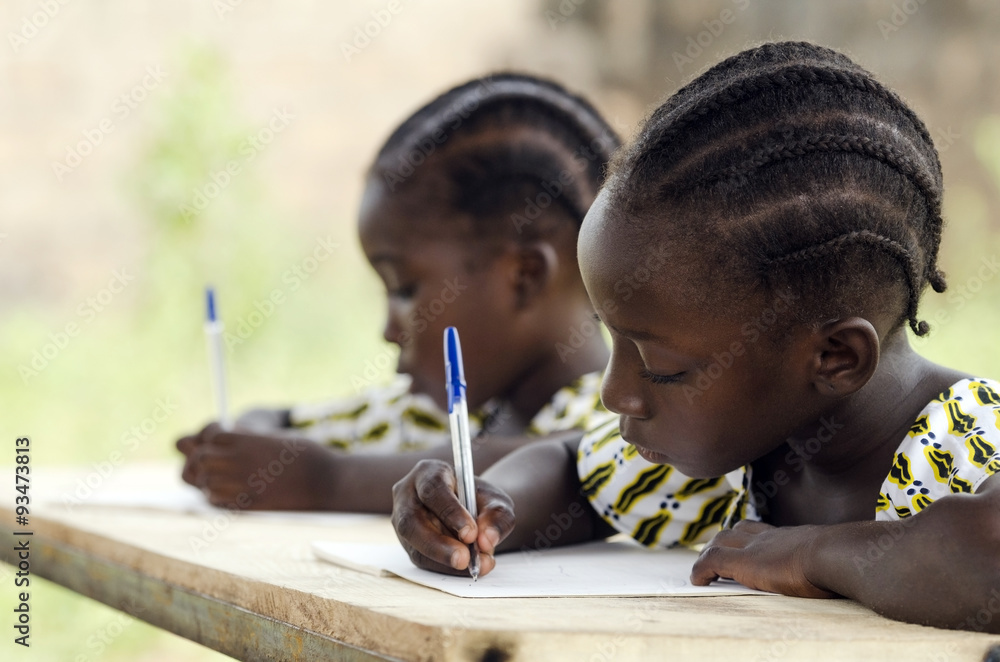 African Children at School Doing Homework. African ethnicity students ...