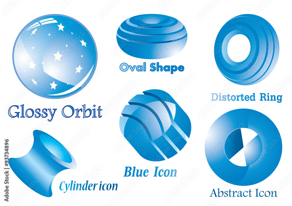 Abstract blue shiny icons logo template set, vector illustration Stock ...