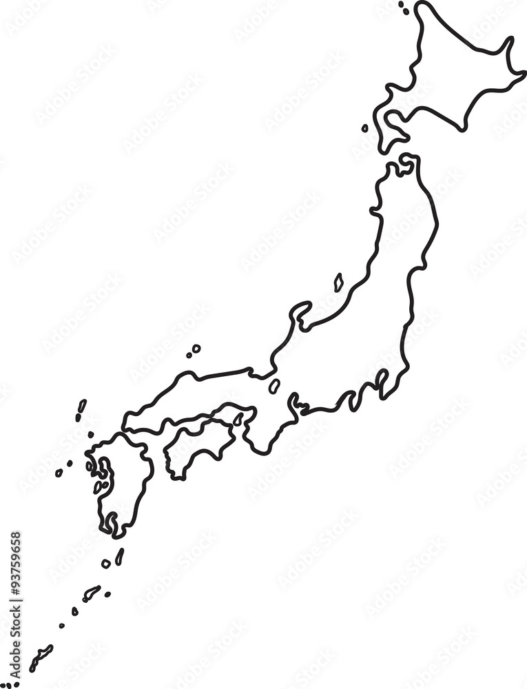 Doodle freehand outline sketch of Japan map. Vector illustration. Stock ...