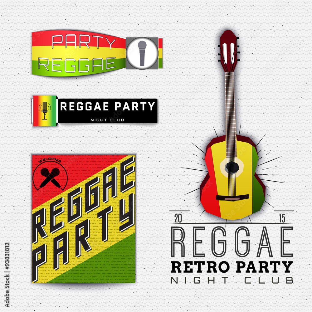 Reggae party insignia and labels for any use Stock Vector | Adobe Stock