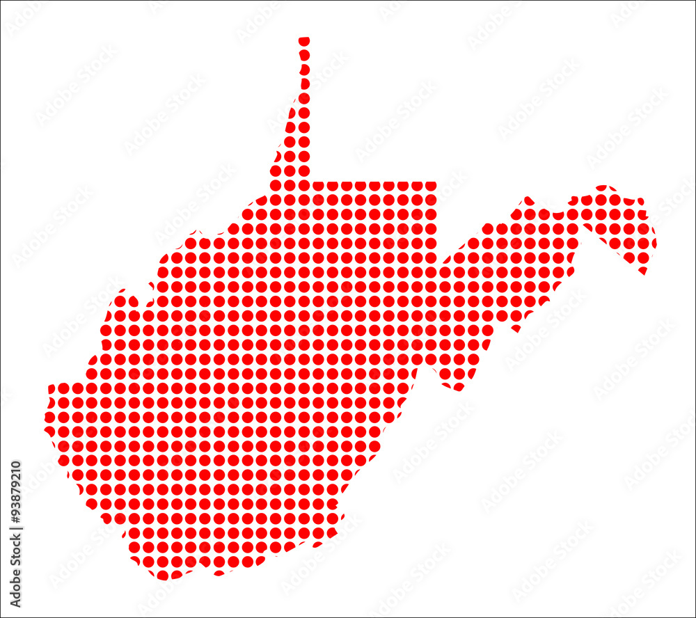 Red Dot Map of West Virginia Stock Vector | Adobe Stock