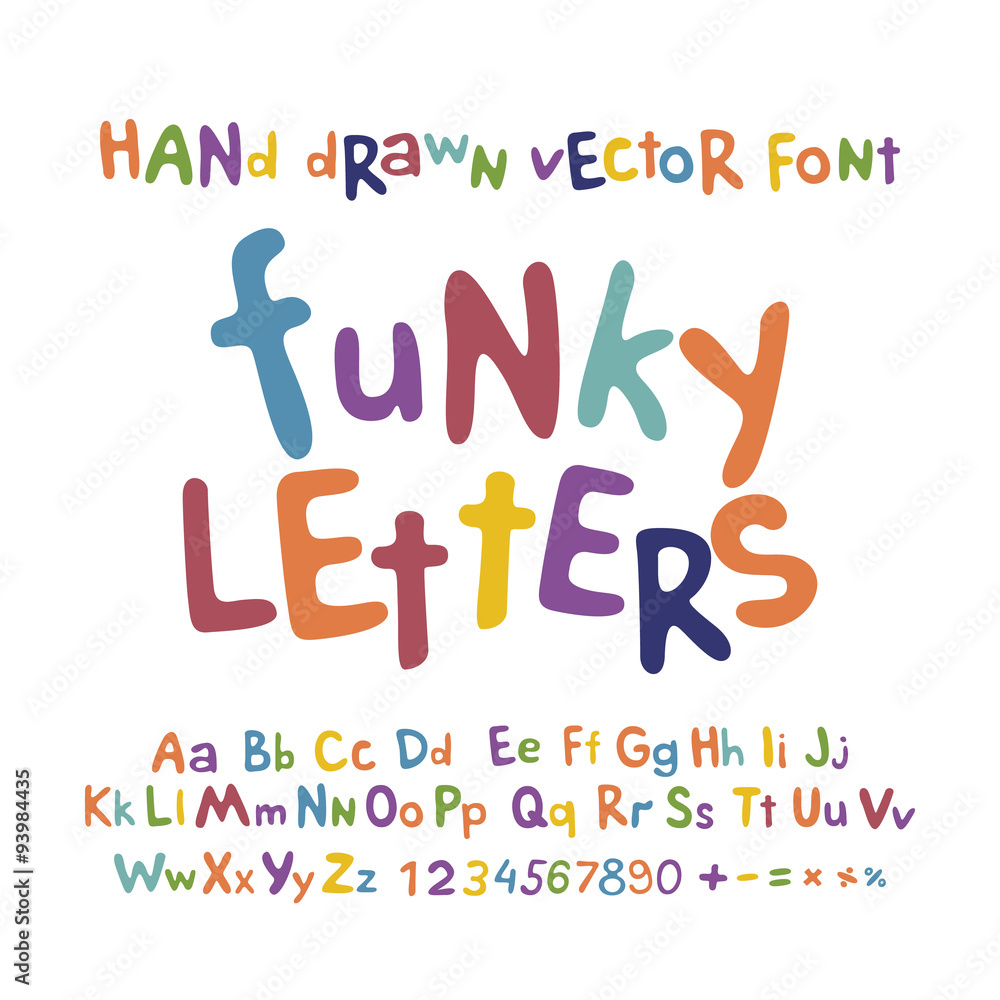 ABC alphabet funky letters children fun colorful set cartoon Stock ...