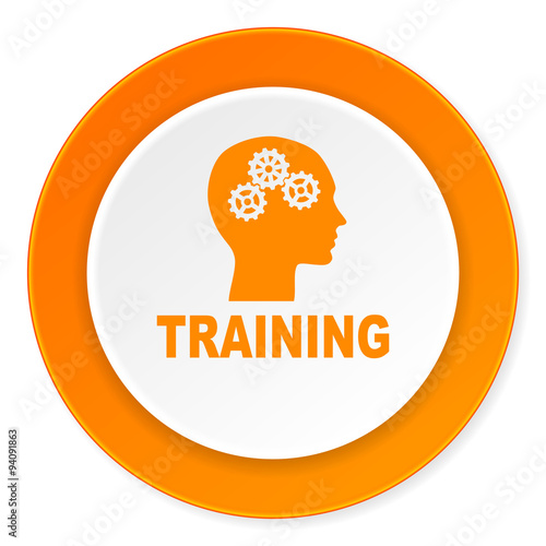 training orange circle 3d modern design flat icon on white background ...