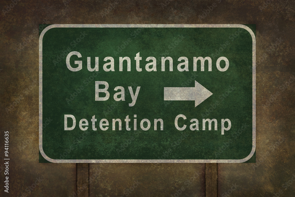 Guantanamo Bay detention camp roadside sign illustration with di Stock ...