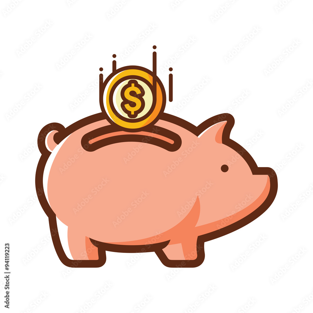 Piggy Bank Vector Icon, Finance Element Stock Vector | Adobe Stock