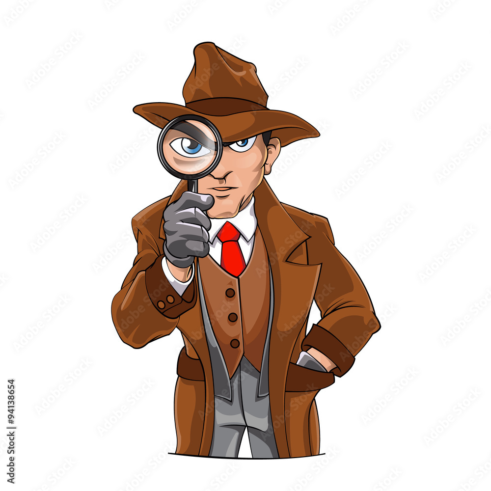 Cartoon detective investigation Stock Vector | Adobe Stock