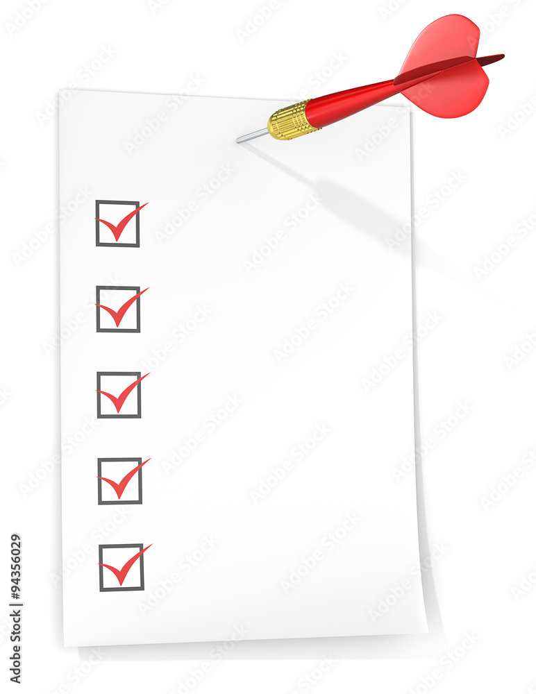 To Do List. Check list with tick boxes. Paper on wall by Dart Arrow ...