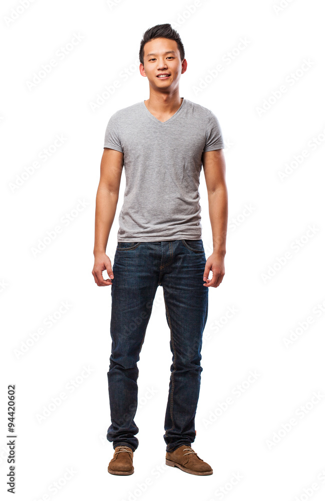 full body of a chinese man on a white background Stock Photo | Adobe Stock