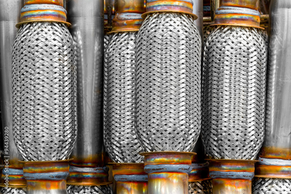 A galvanized pipe with a filter, removing gases and particles, ensuring ...