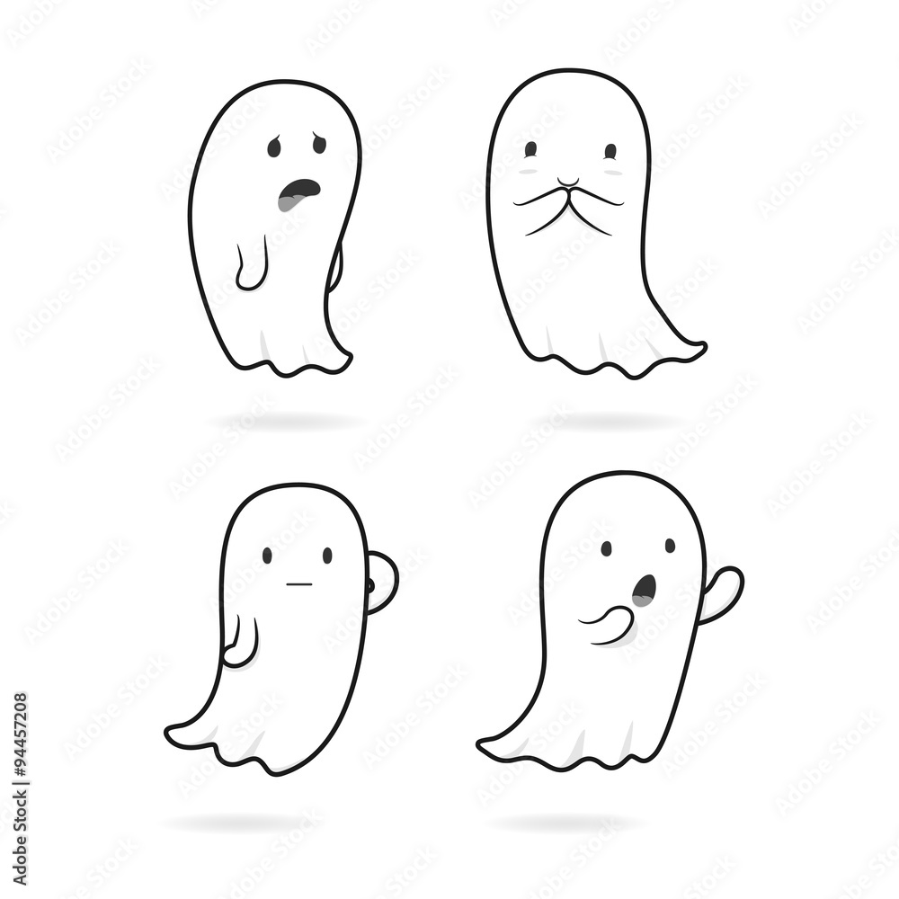 Cartoon ghost lineart Stock Vector | Adobe Stock
