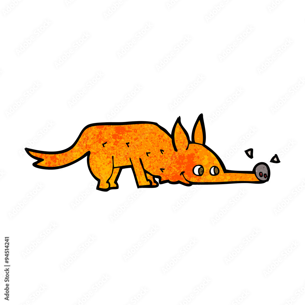 cartoon fox sniffing floor Stock Vector | Adobe Stock