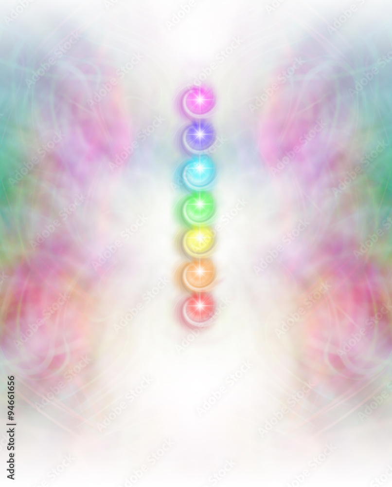 Photo Stock Seven Chakras in subtle energy field background ...