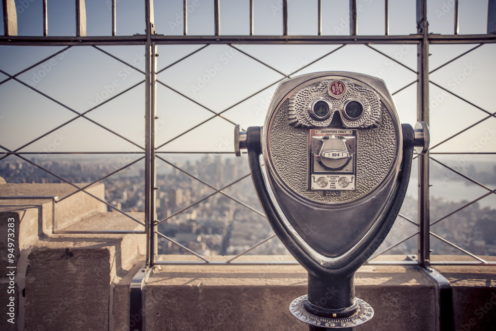 tower viewer telescope binoculars on the Empire State Building ...